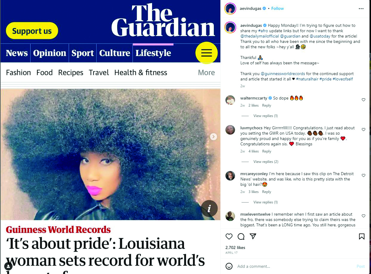 Guinness World Record Biggest afro hair in the world – BNB Magzine